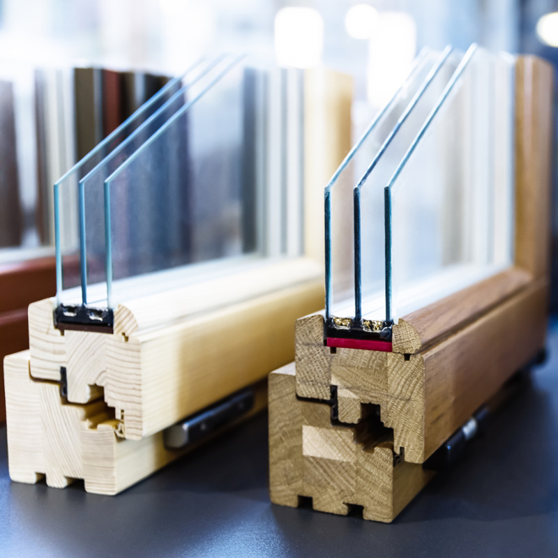 Triple glazing cross section view